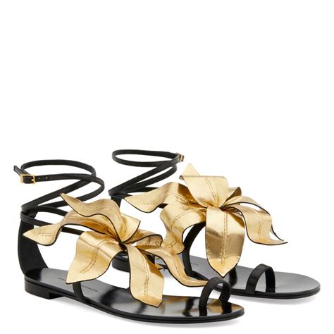 Black And Gold Sandals With Bows Ideias Para Cartaz Estilo Boho Chinelo