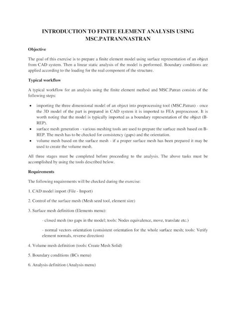 Pdf Introduction To Finite Element Analysis Using Mscpatrannastran