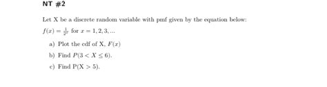 solved let x be a discrete random variable with pmf given by