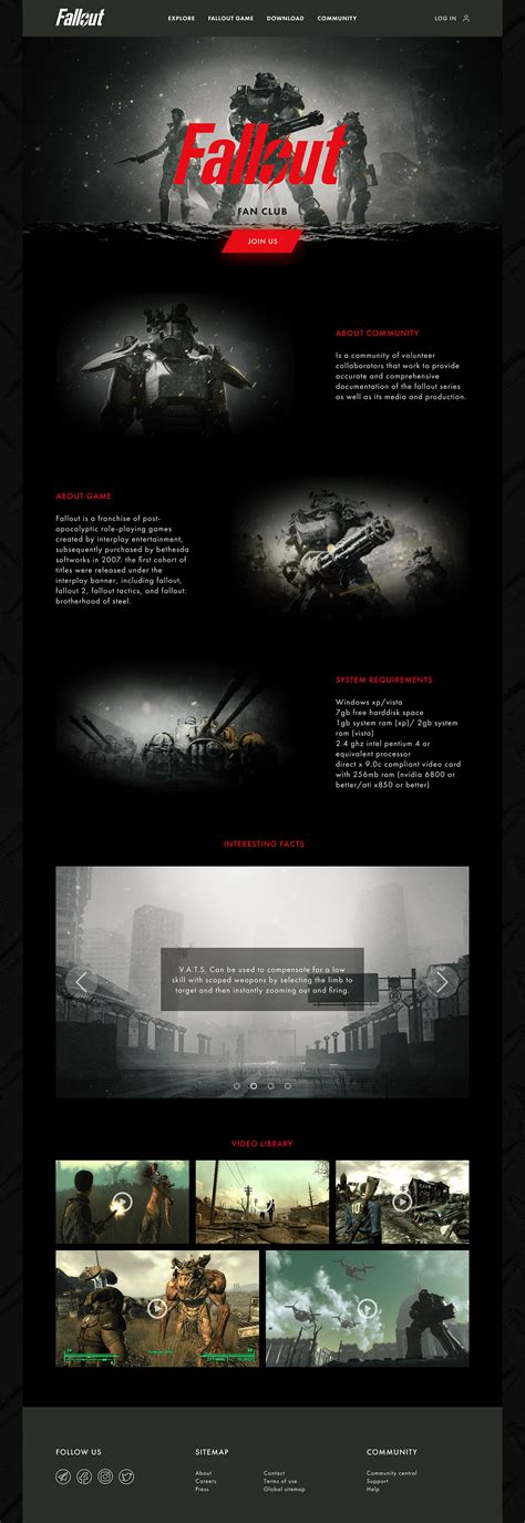 UX UI Design For Fallout Fan Club On Behance