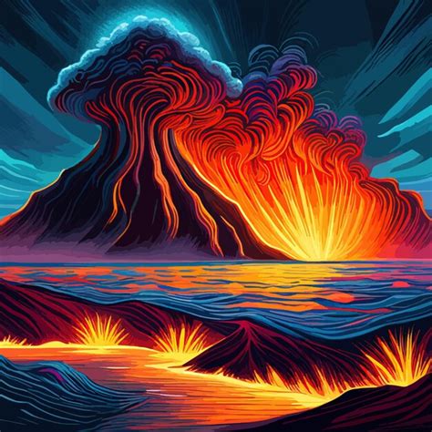 Premium Ai Image Volcano Crater Eruption With Redhot Glowing Magma