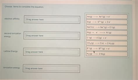 Solved Choose Items To Complete The Equation Electron Chegg