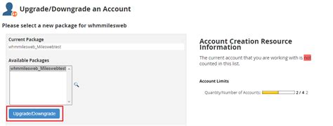 How To Upgrade Or Downgrade An Account In Whm Web Hosting Faqs By