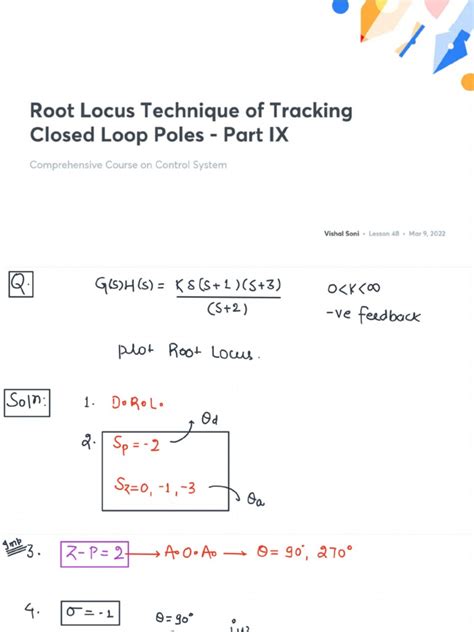 Root Locus Technique Of Tracking Closed Loop Poles Part Ix Class 41 Pdf