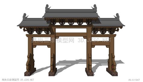 中式牌坊 牌楼 门头 门楼 41 SU模型 景观小建筑SU模型