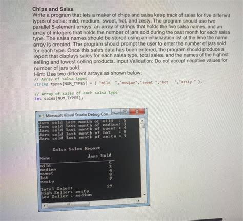 Solved Chips And Salsa Write A Program That Lets A Maker Of