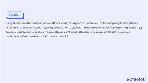 SOLVED Using The Data For The Business Jet Aircraft Included In The