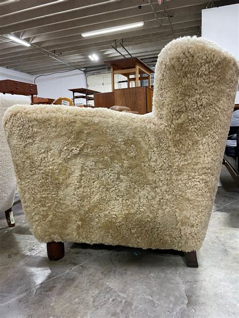 Danish Sheepskin Lounge Chair At 1stdibs