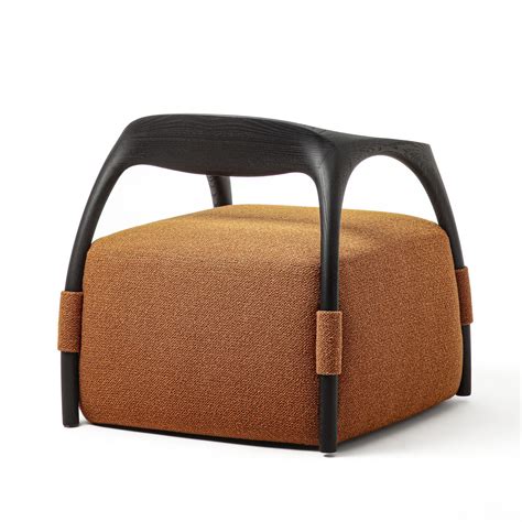 Chassis Black Ash Solid Wood Armchair And Orange Fabric Upholstery Durame