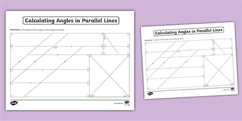 Eighth Grade Calculating Angles In Parallel Lines Activity