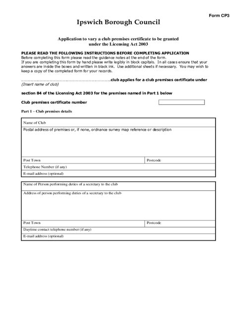 Fillable Online Club Premises Variation Application Fax Email Print