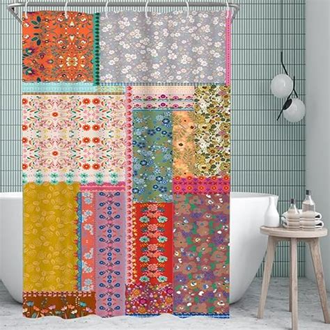 Amazon Lofaris Boho Patchwork Shower Curtains For Bathroom Bohemian Style Stitching