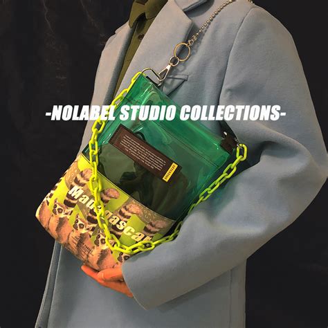 NOLABEL马达加斯加狐猴原创小众设计透明PVC果冻包链条包包男女 虎窝淘