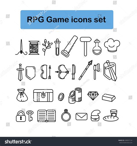 Rpg Game Icons Set Stock Vector Royalty Free 628037114 Shutterstock