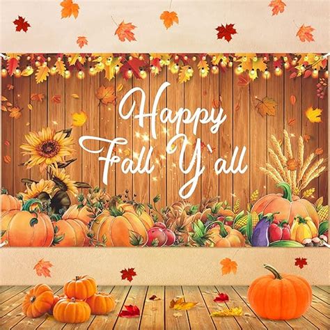 Happy Fall Party Decorations Banner Happy Fall Yall Banner Thanksgiving Autumn