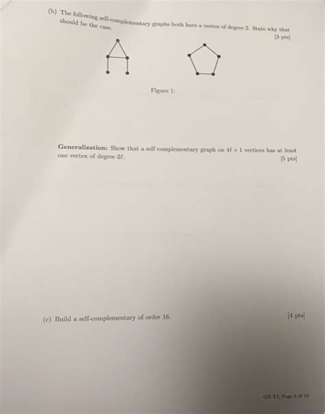 Solved B The Following Self Complementary Graphs Should Be Chegg