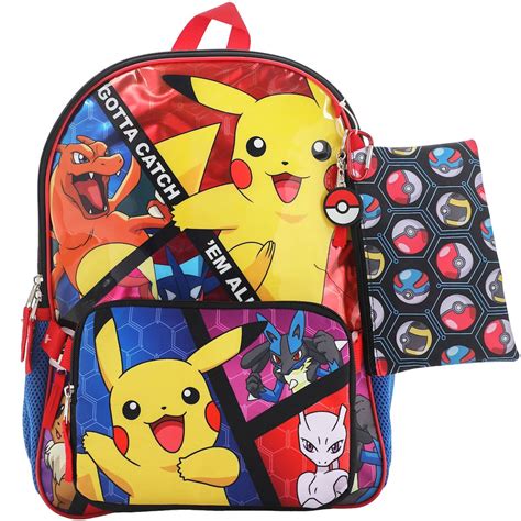 Pikachu Charizard And Mewtwo Backpack 5 Piece Set