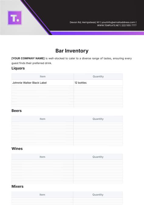 15 Free Bar Inventory Templates To Cut Waste Track Every Stock