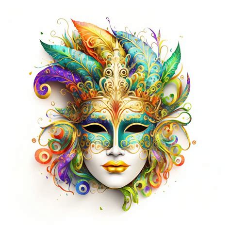 Carnival Colorful Mask Generative AI Stock Illustration Illustration