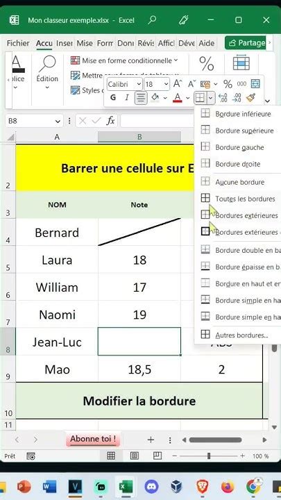 Barrer Une Cellule Excel Youtube