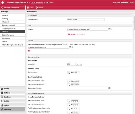 Edit Theme In Backoffice