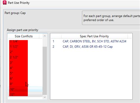 part use priority f in spec editor autodesk community