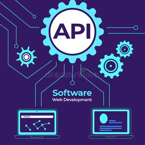 Modern Api And Software Development Concept With Gear And Laptop