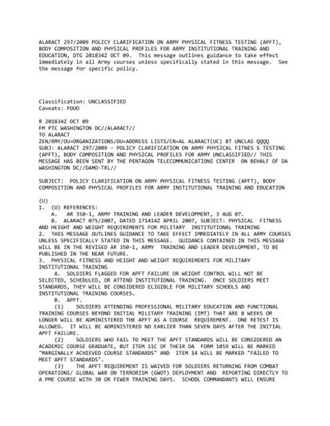 Alaract 297 2009 Policy Clarification On U S Army