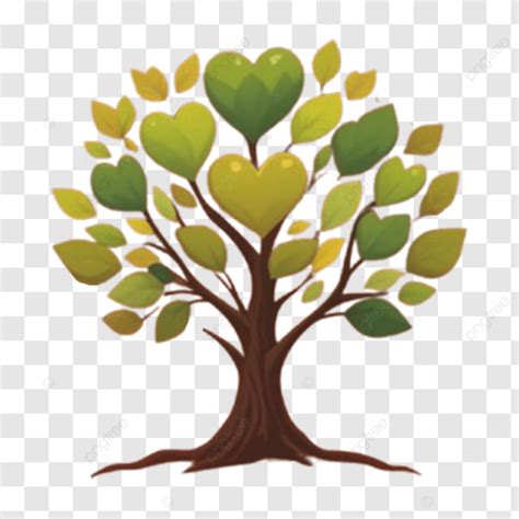 녹색 색조의 하트 모양의 잎으로 가득 찬 양식화된 사랑나무 부자 따뜻한 빨간색 Png 일러스트 및 이미지 에 대한 무료 다운로드 Pngtree
