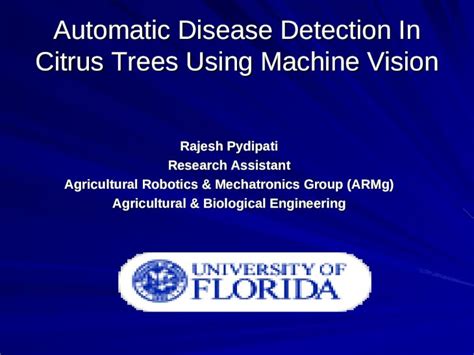 ppt automatic disease detection in citrus trees using machine vision