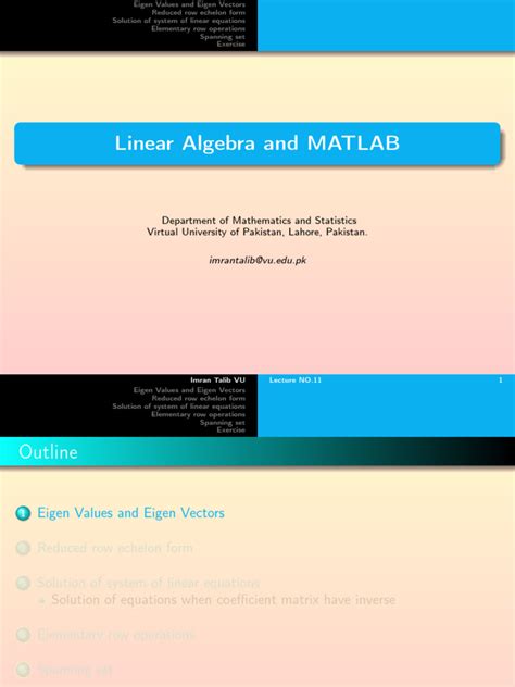 Lecture No 9 Updated Download Free Pdf Eigenvalues And Eigenvectors