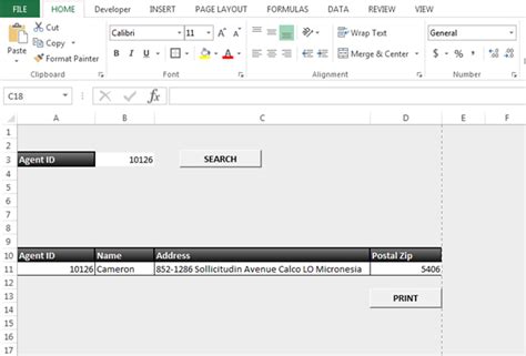 How To Create A Form For Search And Print Through Vba In Microsoft Excel
