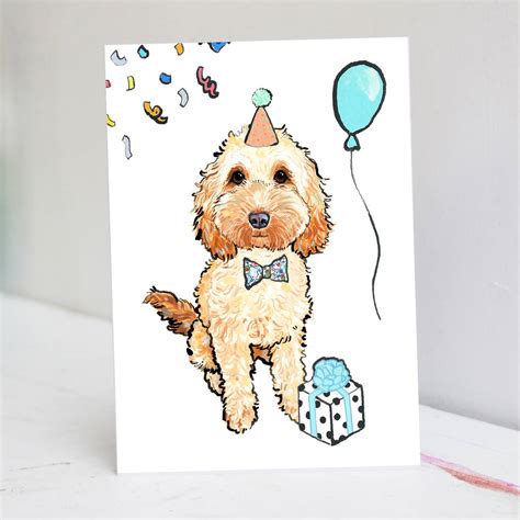 Apricot Cockapoo Birthday Card Cockapoo By Pet Portrait Illustration