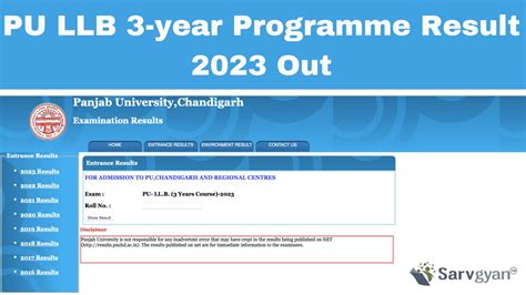 Pu Llb Result 2023 Released Sarvgyan News