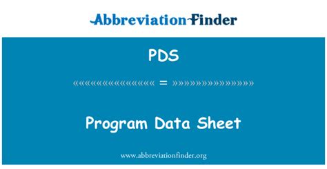 PDS Definition Program Data Sheet Abbreviation Finder