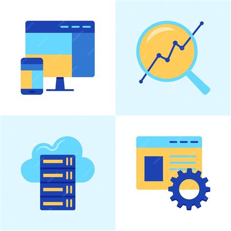 conjunto de iconos de desarrollo de sitios web vector premium