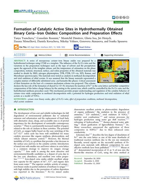 Pdf Formation Of Catalytic Active Sites In Hydrothermally Obtained