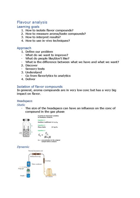 8 Flavour Analysis Flavour Analysis Learning Goals 1 How To Isolate Flavor Compounds 2 How