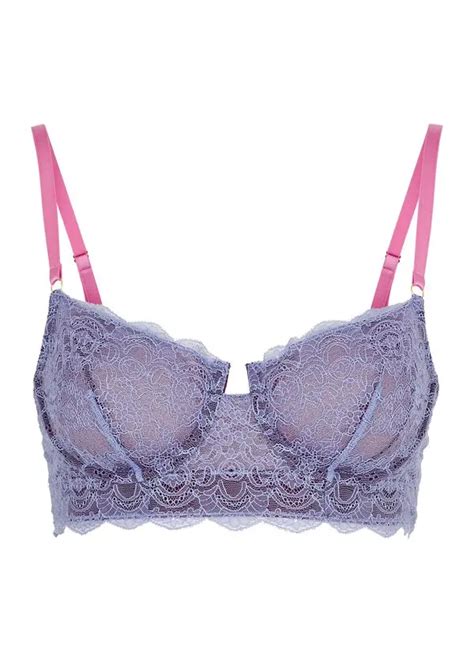 Dora Larsen Savannah Lace And Tulle Underwired Bra Purple Editorialist