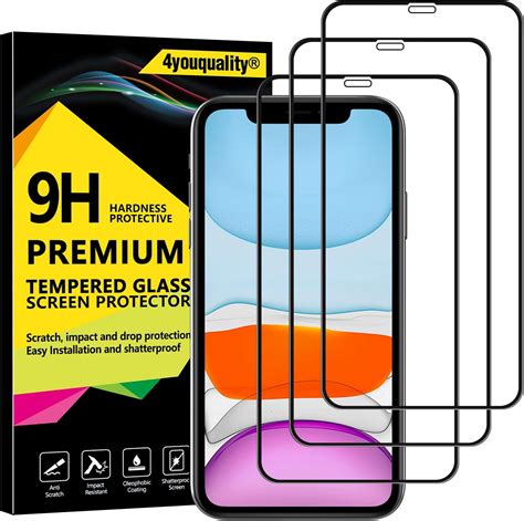4youquality 3 Pack Full Coverage Screen Protector For Iphone Xr
