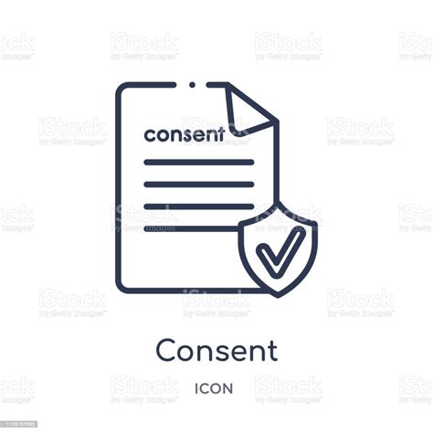 Gdpr 개요 컬렉션에서 선형 동의 아이콘입니다 얇은 라인 동의 아이콘 흰색 배경에 고립입니다 동의 최신 유행 삽화 계약서에 대한 스톡 벡터 아트 및 기타 이미지 Istock