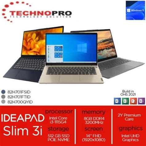 Jual Lenovo Ideapad Slim 3i 14 QYID FSID FTID I3 1115G4 8GB 512SSD Windows11 OHS 14 0FHD