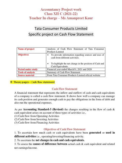 Tata Consumer Cfs Analysis Complete Pdf Cash Flow Statement