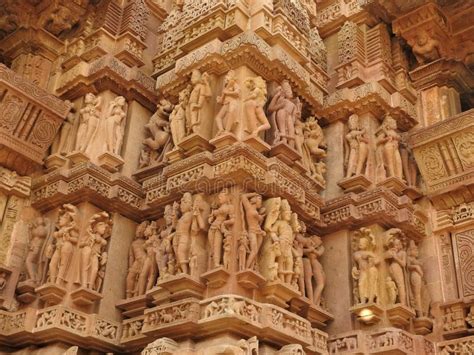 Erotic Sculptures And Sex Poses Of Man In Kajuraho Temples Madhya Pradesh India Built Around