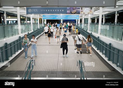 The Walkway At Central Star Ferry Station With People Walking In The Daytime Hong Kong 27th
