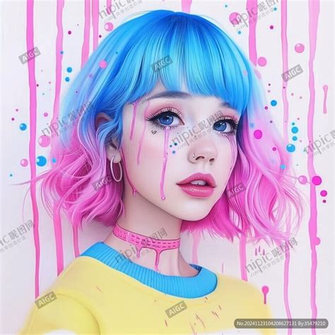 Ai创作图粉色头发女孩 3d效果女孩 粉色头发少女头像 写实人物插画 Poly风格 粉色头发好玩 写实少女 数字肖像插画 粉红色头发 粉红色的头发 卡通粉色短发女孩头像 炫酷冷暖色晕染 炫彩