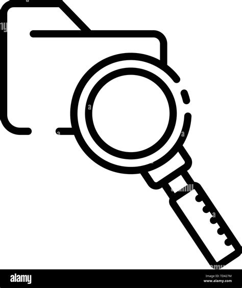 Folder And Magnifier Icon Outline Style Stock Vector Image And Art Alamy