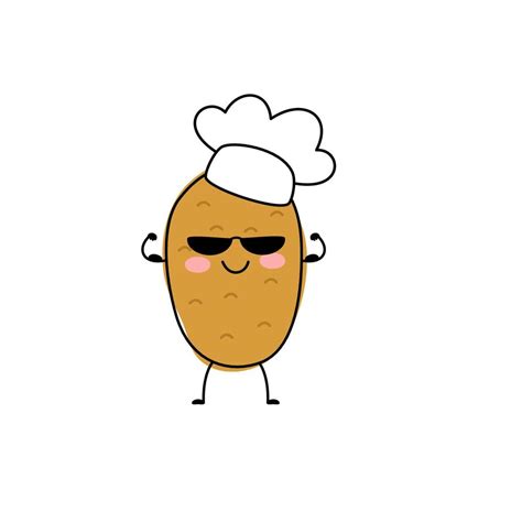 Cute Happy Potato Character Chef Vector Flat Cartoon Character
