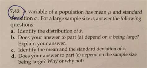 Solved A Variable Of A Population Has Mean Mu And Standard