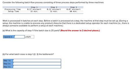Solved Consider The Following Batch Flow Process Consisting